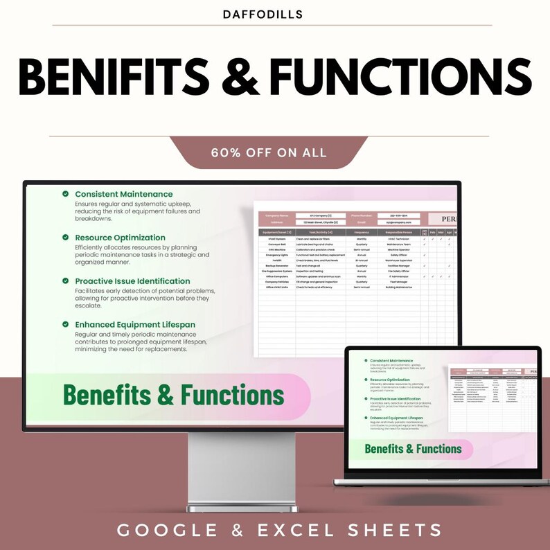 Periodic Maintenance Schedule Template, Equipment Service Log, Excel ...