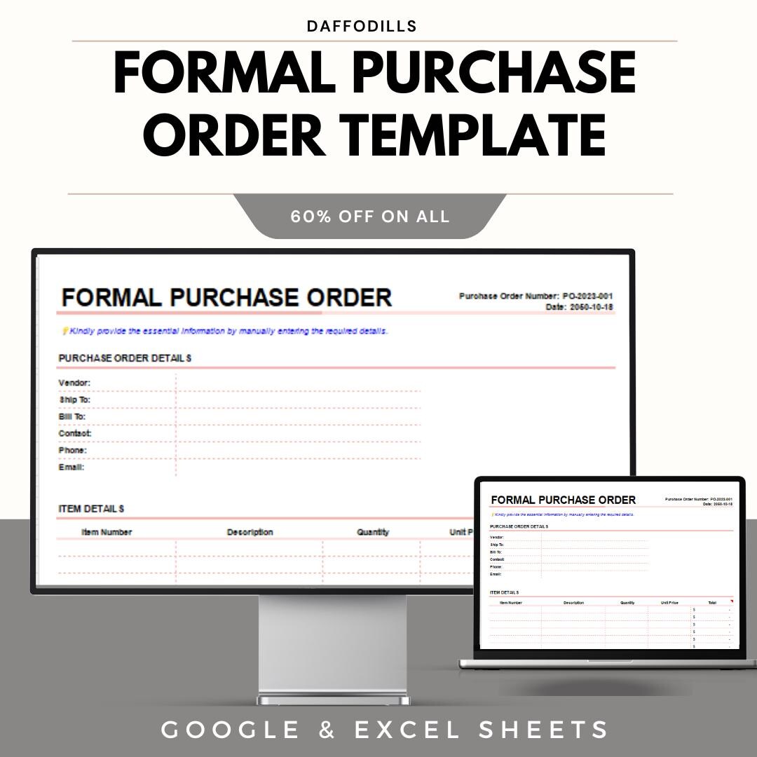 Formal Purchase Order Template, Google Sheet for Business Transactions ...