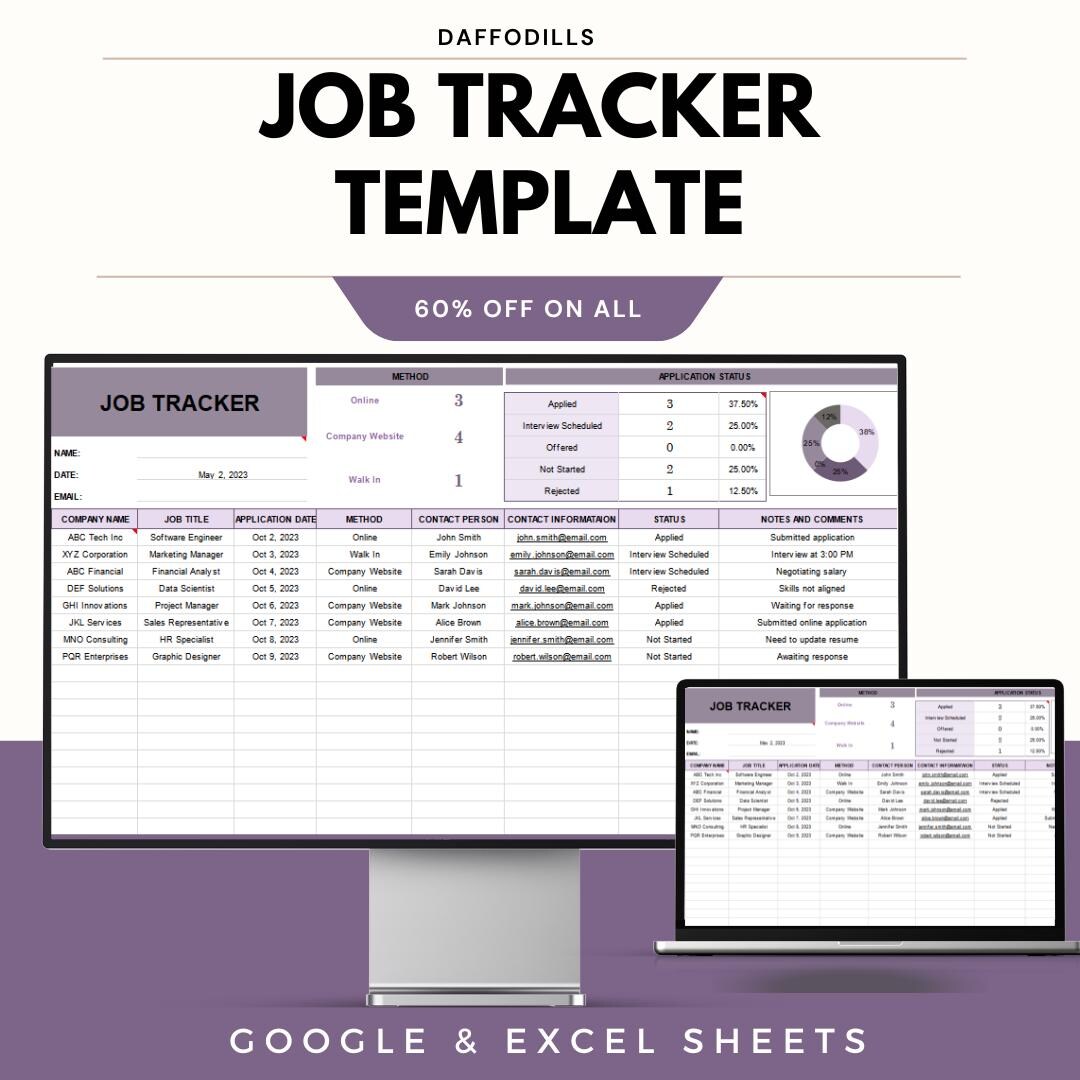 Job Tracker Template, HR Recruitment Tracking Sheet, Excel and Google ...