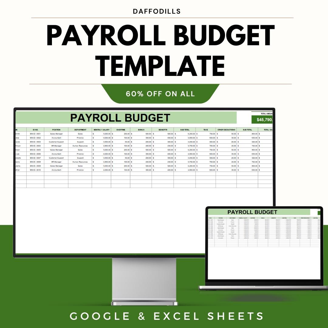 Payroll Budget Template | Employee Salary and Expense Tracker | Payroll ...
