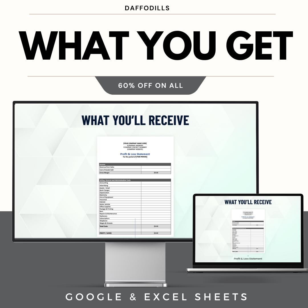 Profit and Loss Statement Template, Excel and Google Sheets P&L Report ...