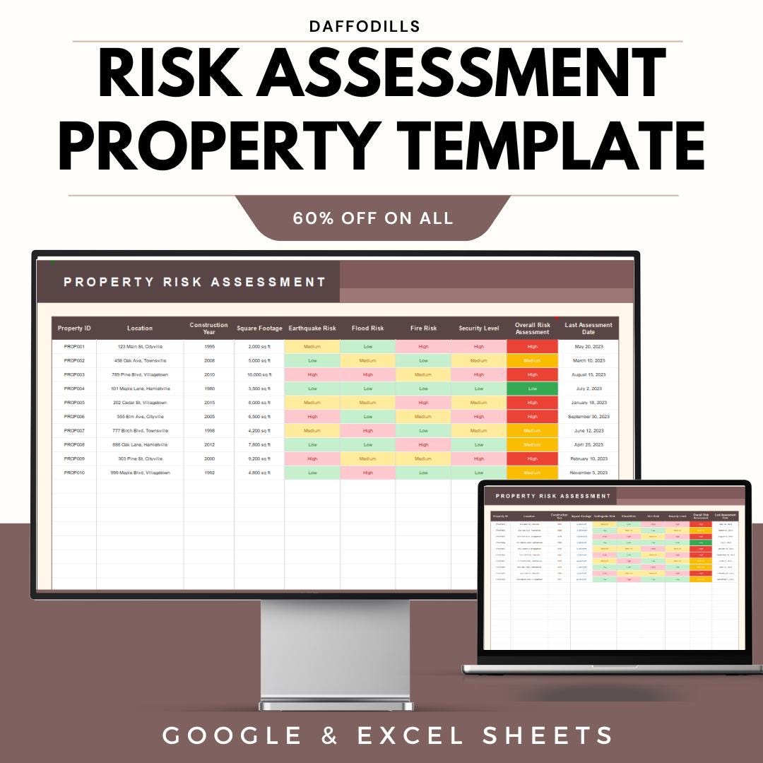 Risk Assessment Property Template, Excel & Google Sheets Safety ...