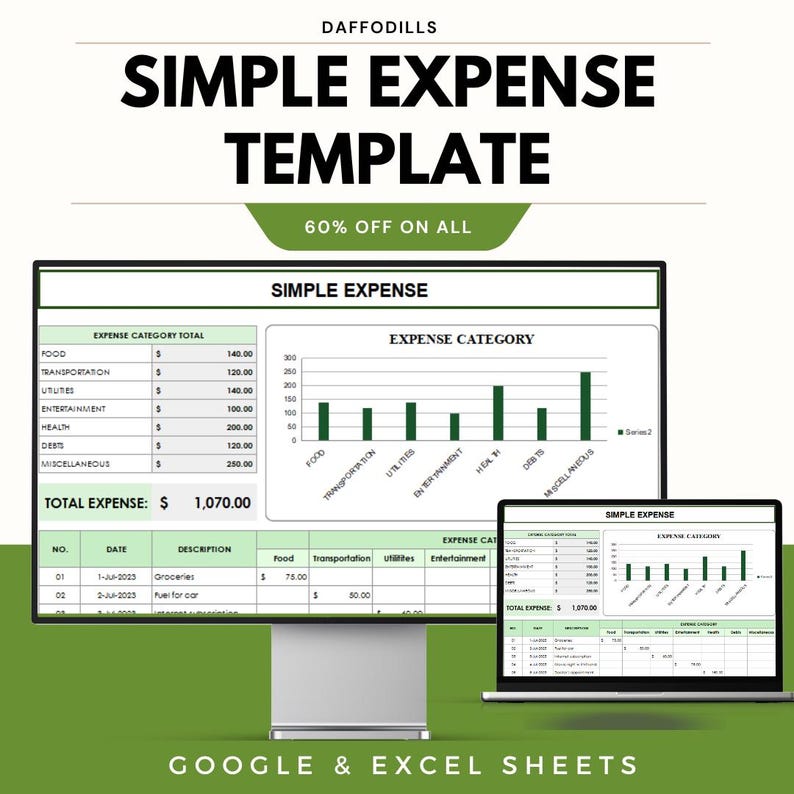 Simple Expense Template, Expense Tracker Excel & Google Sheets ...