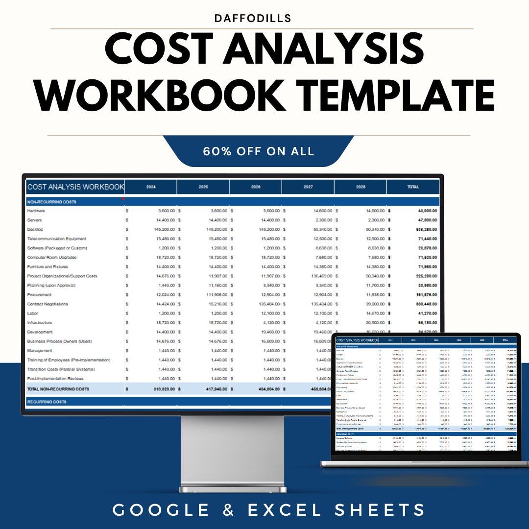 Cost Analysis Workbook Template – Google and Excel Sheets for Detailed ...
