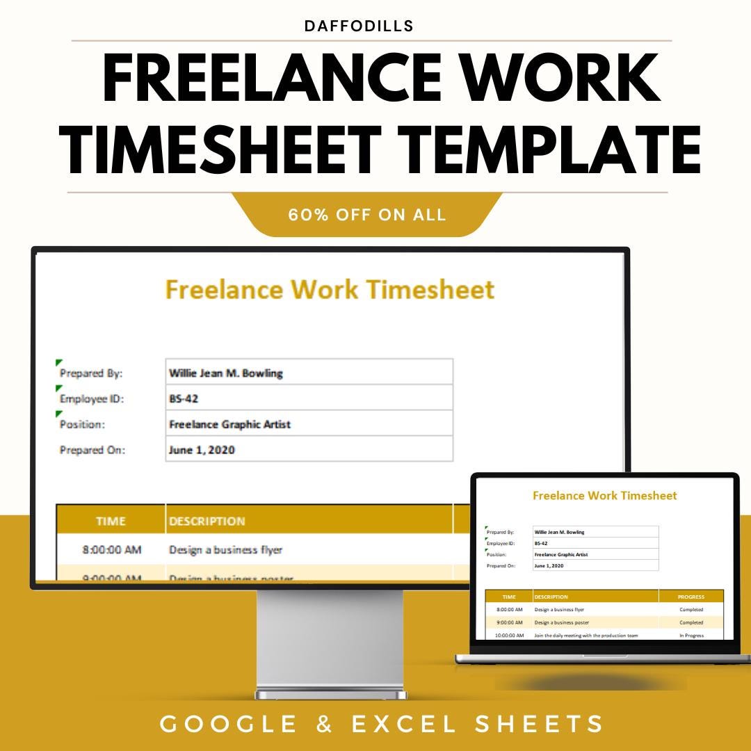 Freelance Work Timesheet , Daily Task Tracker, Freelancer Hours Log ...