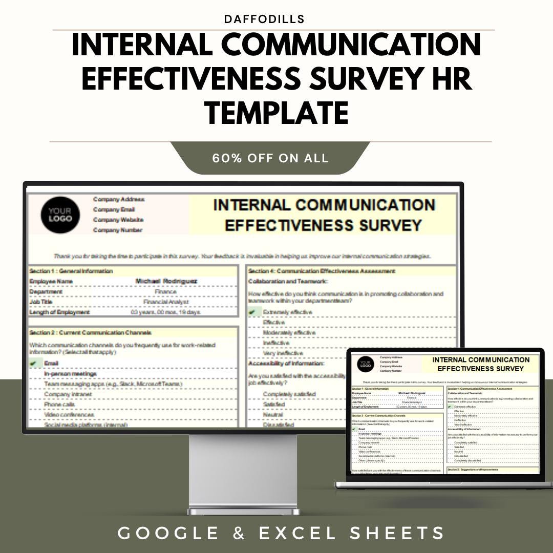 Internal Communication Effectiveness Survey HR Template, Google Sheets ...