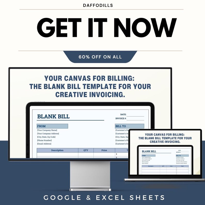 Blank Bill Template, Editable Invoice Template, Excel & Google Sheets ...