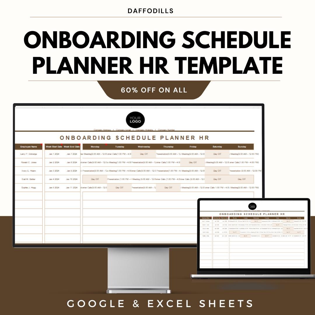 Onboarding Schedule Planner HR Template | Employee Training Tracker ...