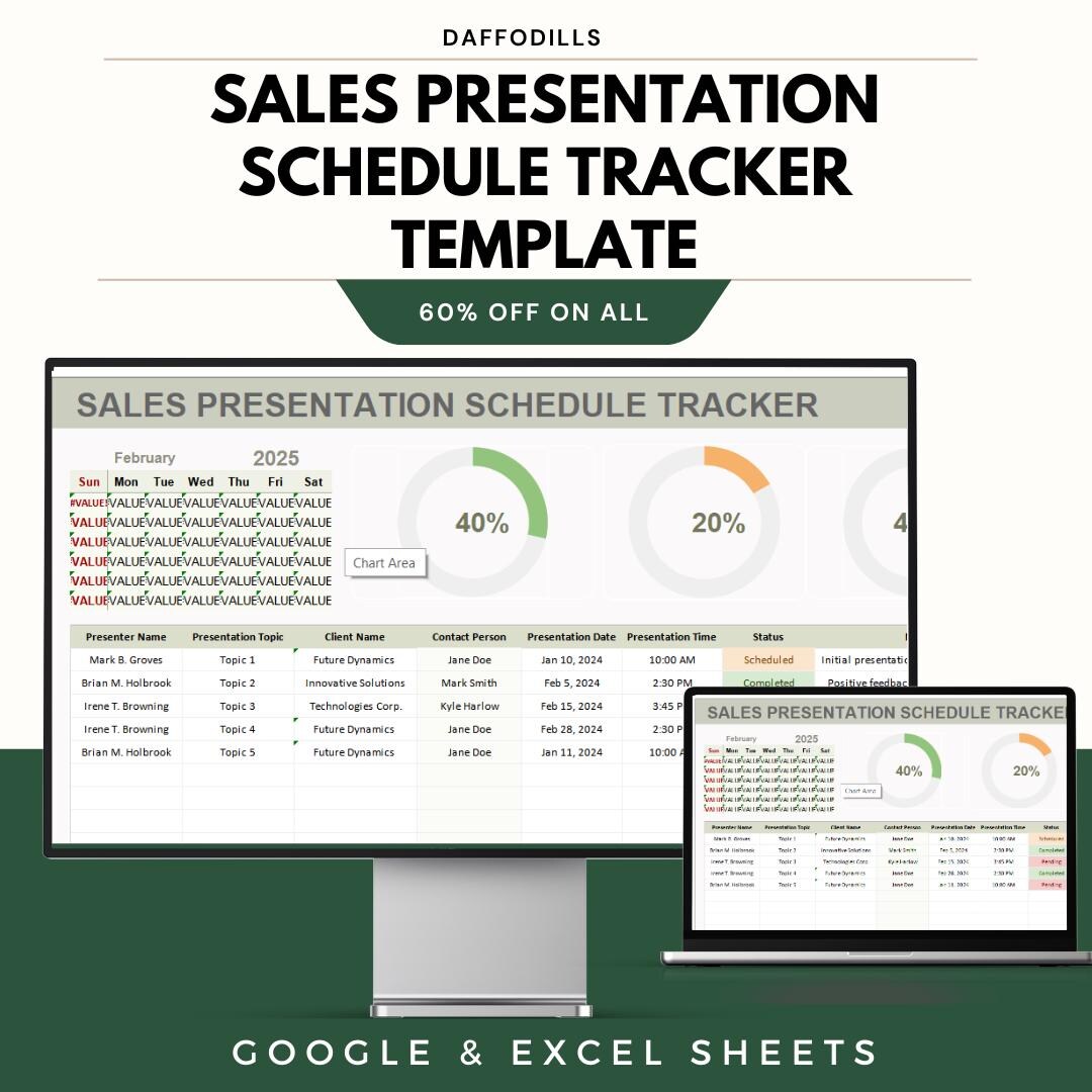 Sales Presentation Schedule Tracker Template, Sales Meeting Planner ...
