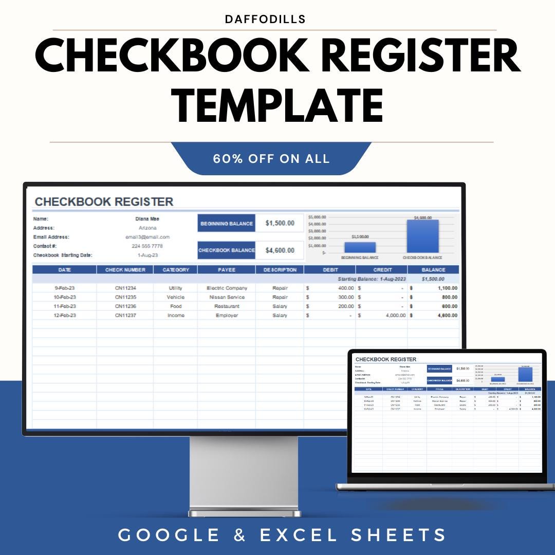 Checkbook Register Template – Google & Excel Sheets zur ...