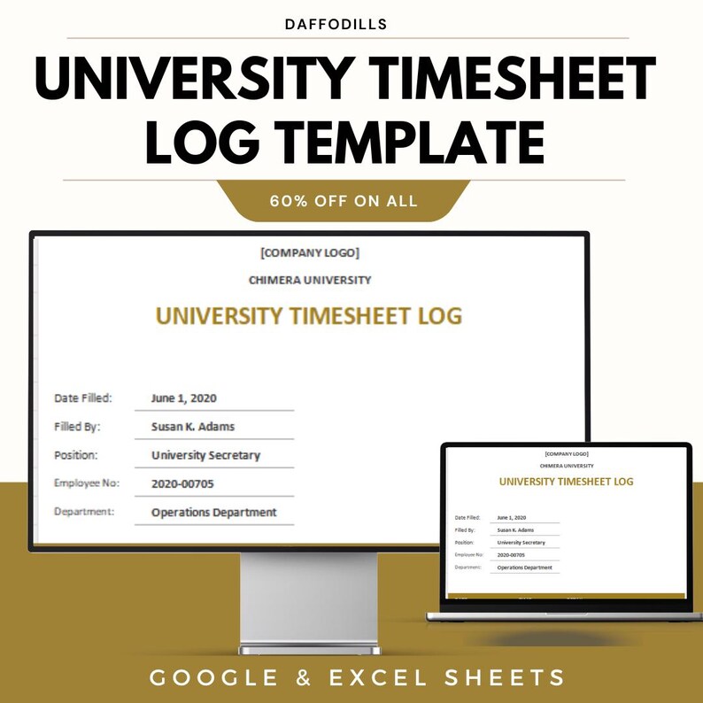 University Timesheet Log Template, Staff Attendance Tracker, Google ...