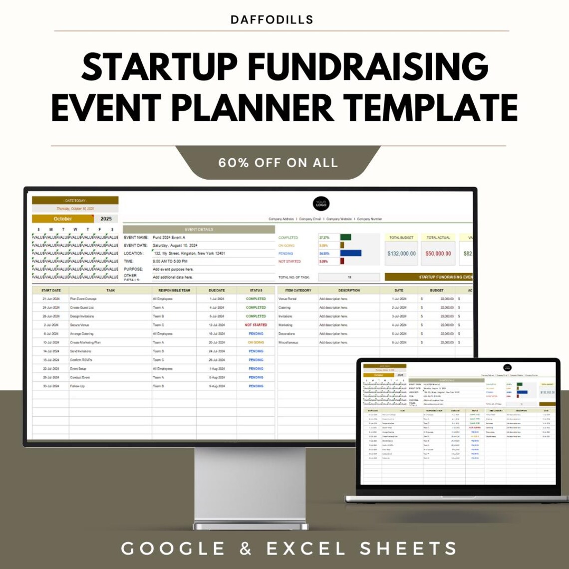 Startup Fundraising Event Planner Template, Event Budget Tracker ...