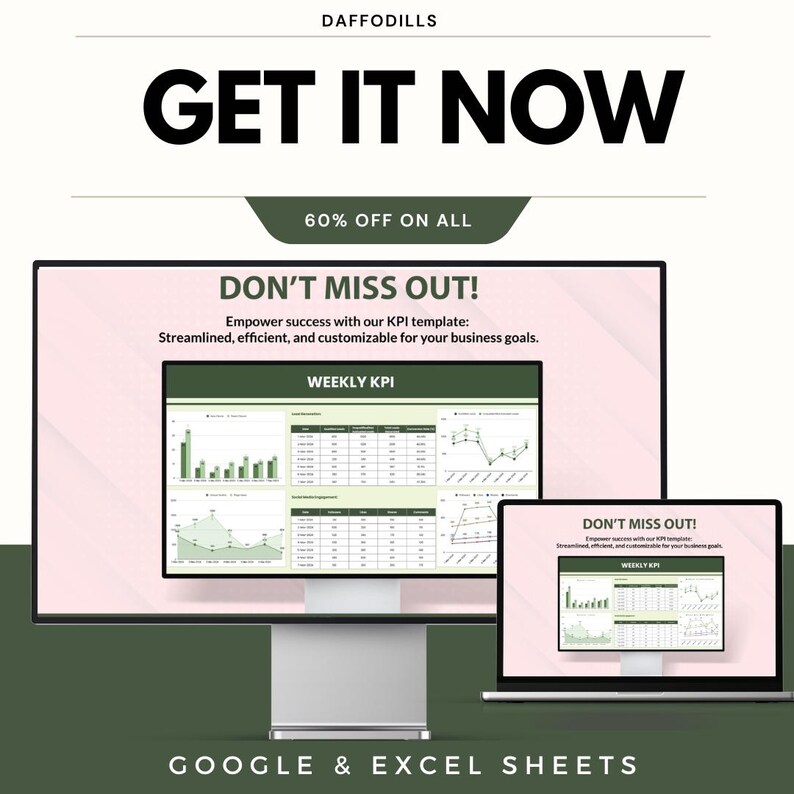 Weekly KPI Template, Google Sheets KPI Dashboard, Excel KPI Tracker ...