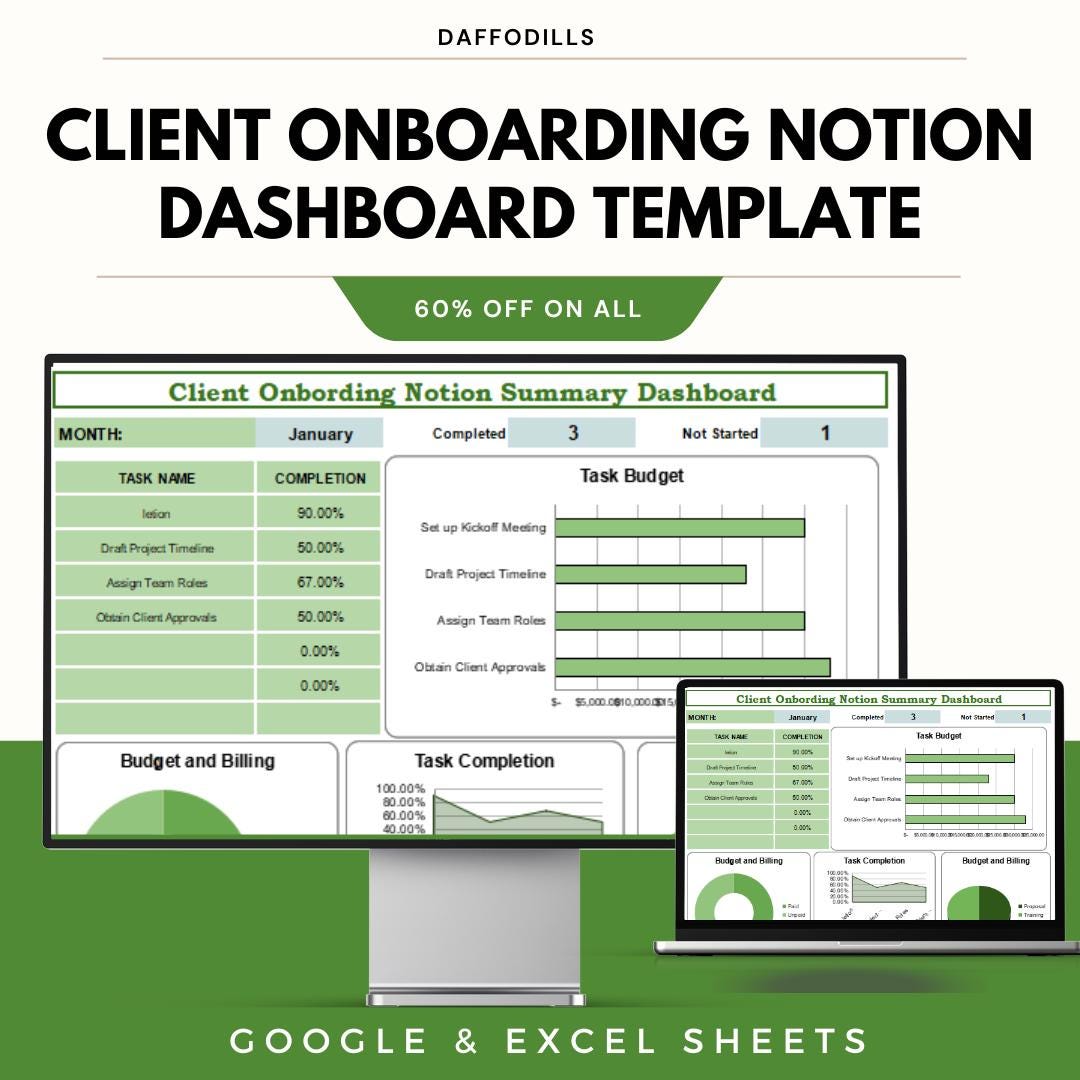 Client Onboarding Notion Dashboard Template - Google & Excel Sheets ...