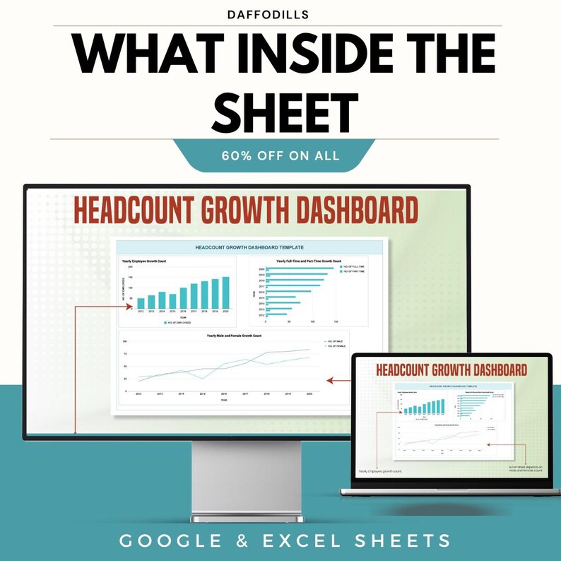 Headcount Growth Dashboard Template | Google and Excel Sheets ...