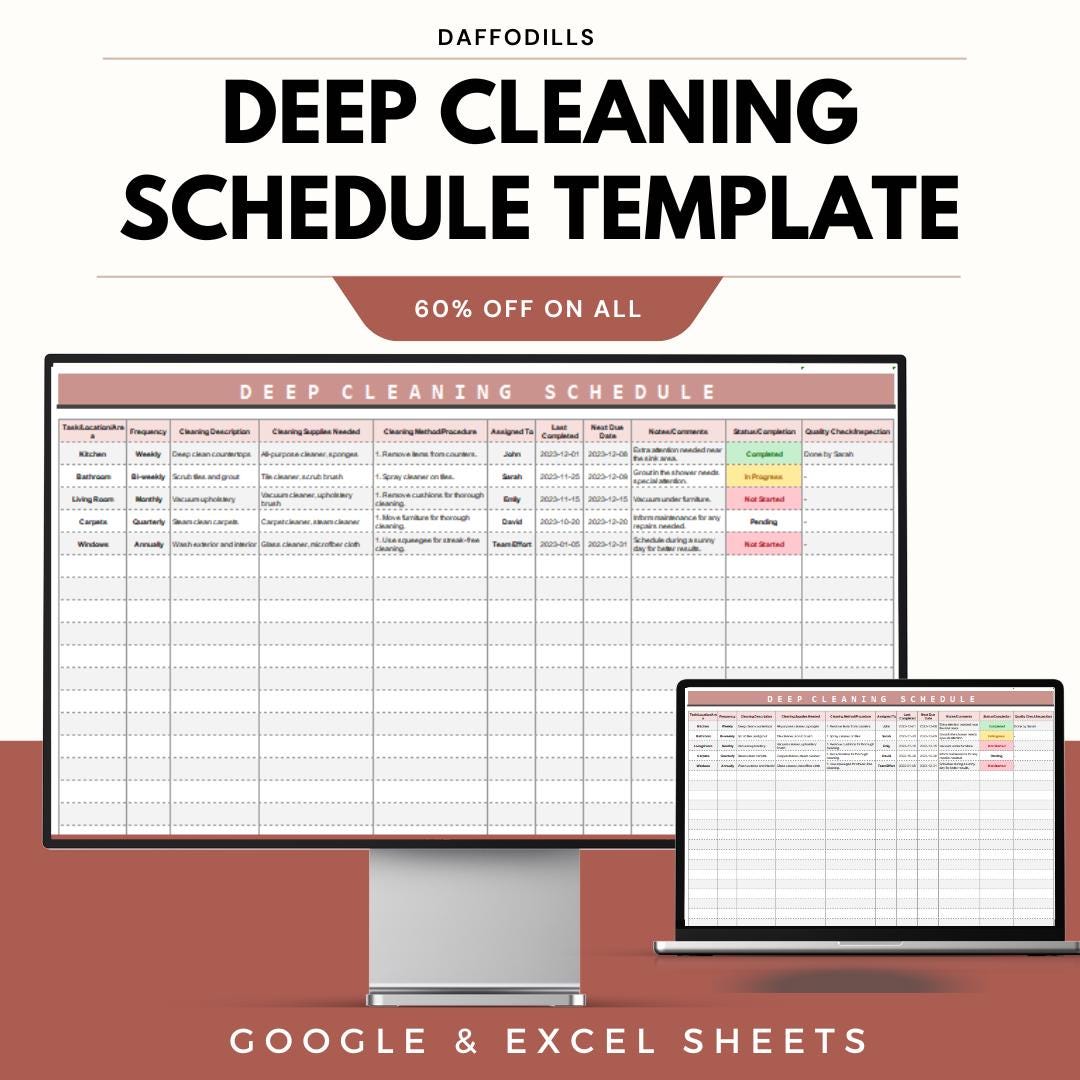 Deep Cleaning Schedule Template – Stay Organized With Your Cleaning ...