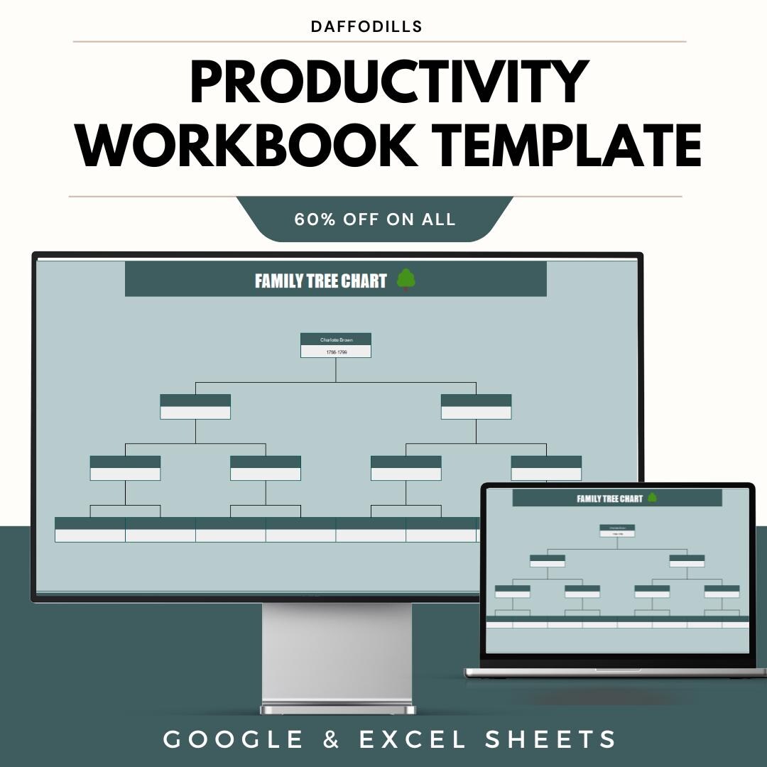 Family Tree Chart Template | Google Sheets & Excel Editable Genealogy ...