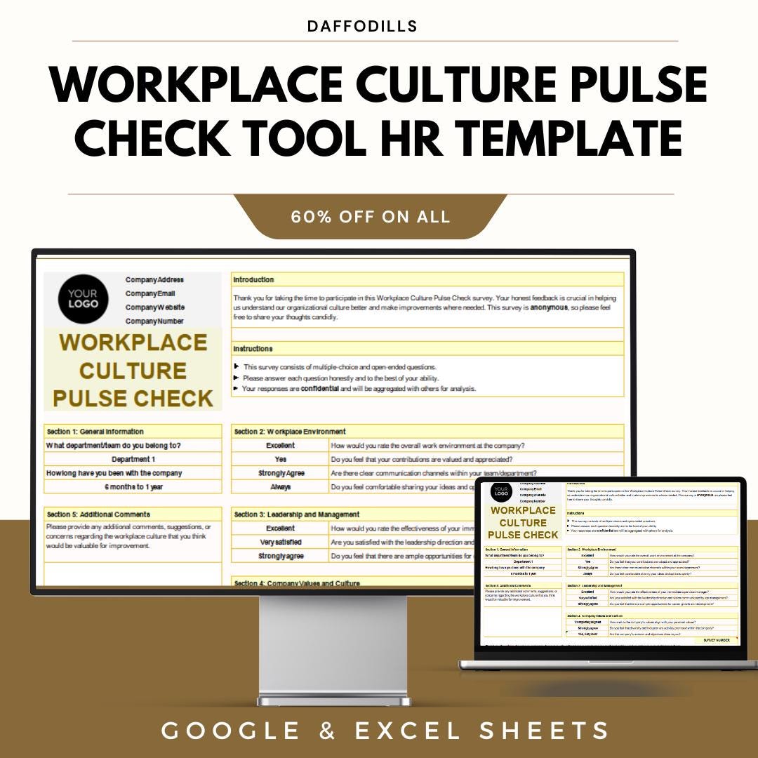 Workplace Culture Pulse Check Tool HR Template, Employee Engagement ...