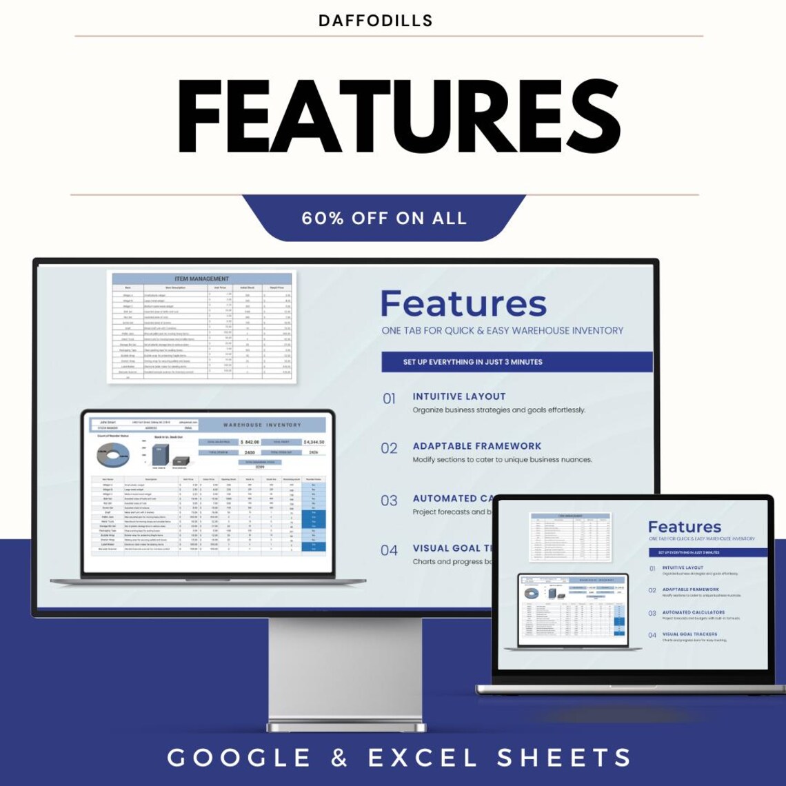 Warehouse Inventory Template, Excel Stock Control Spreadsheet, Google ...