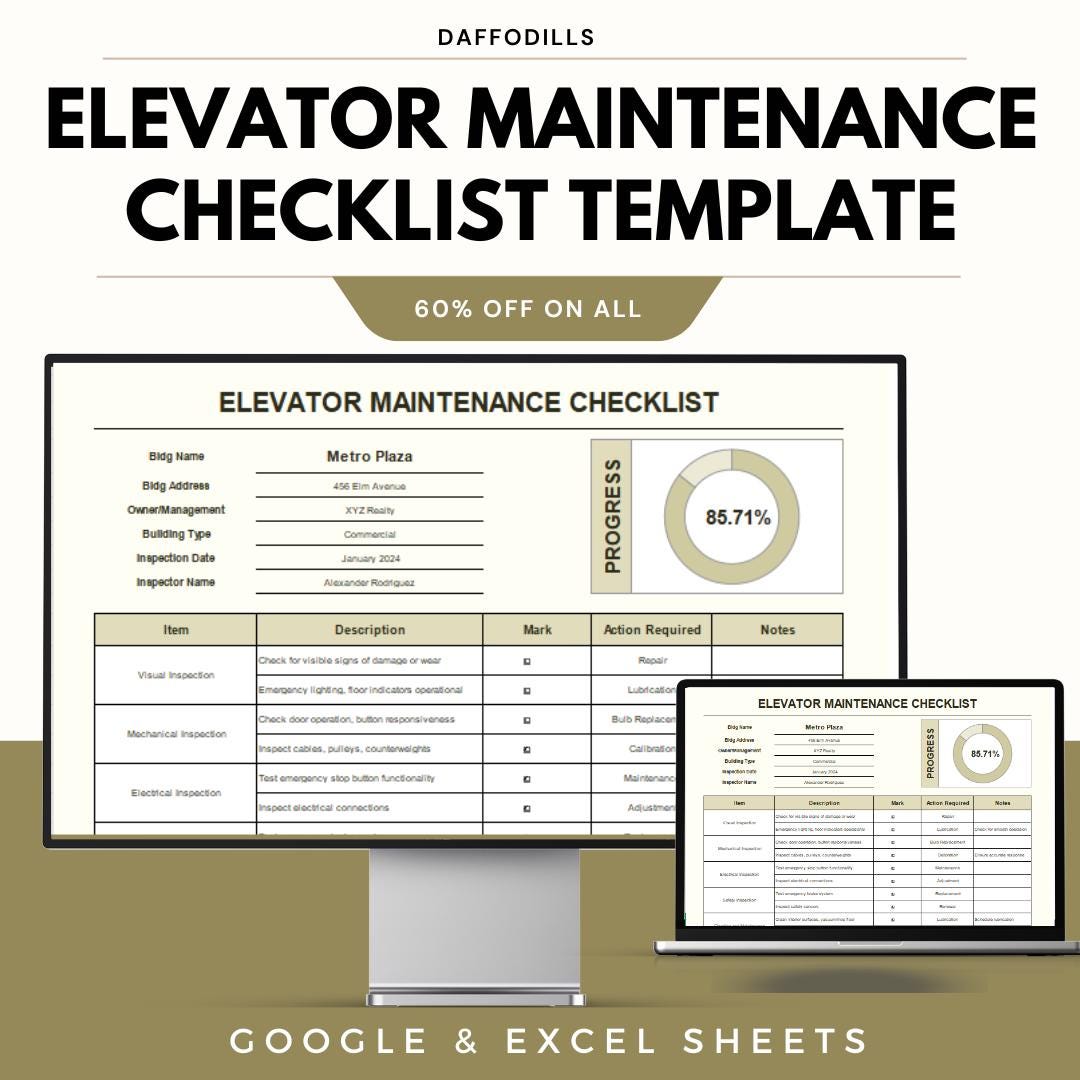 Elevator Maintenance Checklist Template for Google & Excel Sheets ...