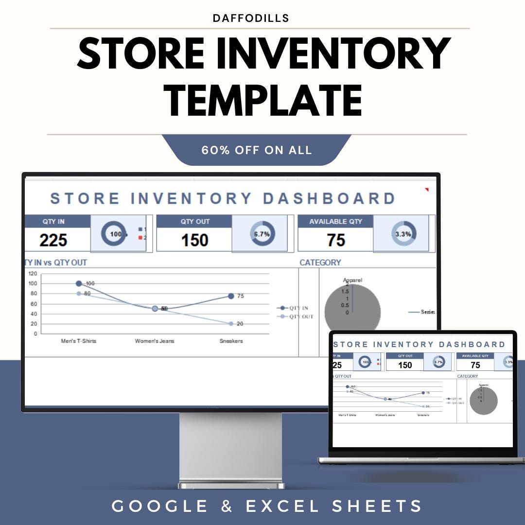 Store Inventory Template, Retail Stock Tracker, Product Sales ...