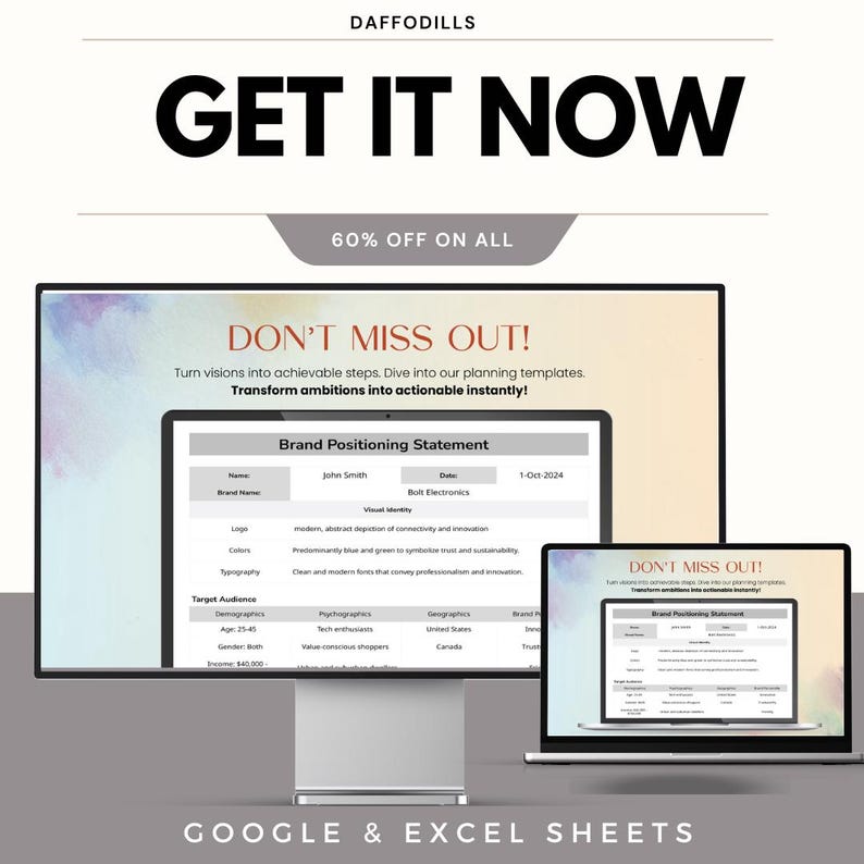 Brand Positioning Statement Template for Google & Excel | Define Your ...