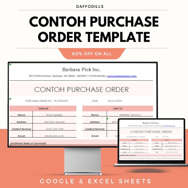 Contoh Purchase Order Template – Google & Excel Sheets for Streamlined ...