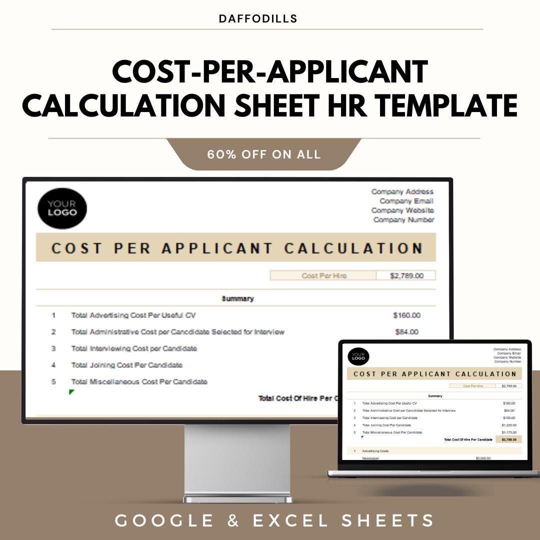 Cost-per-applicant Calculation Sheet HR Template | Google & Excel for ...