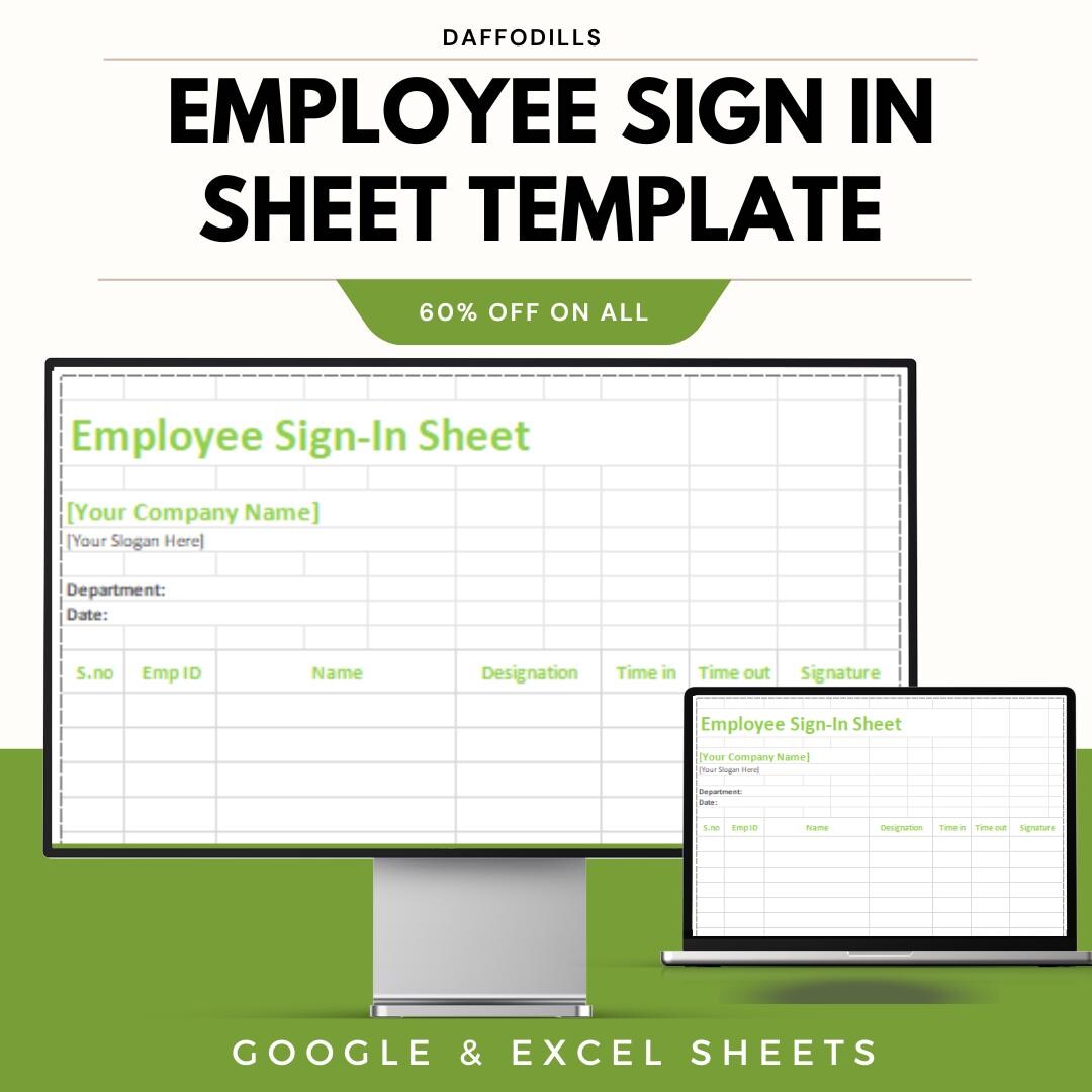Employee Sign-in Sheet Template | Google and Excel Sheets | Attendance ...