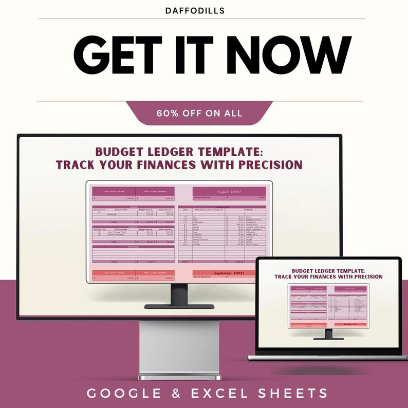 Budget Ledger Template for Google & Excel | Track Income, Expenses, and ...