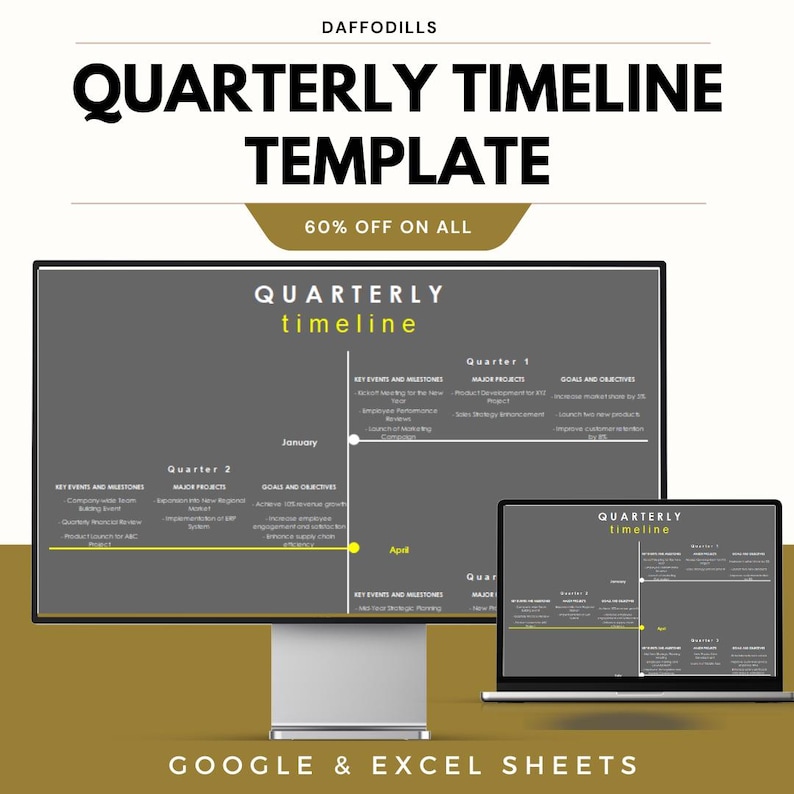 Quarterly Timeline Template, Project Planning Timeline, Business ...