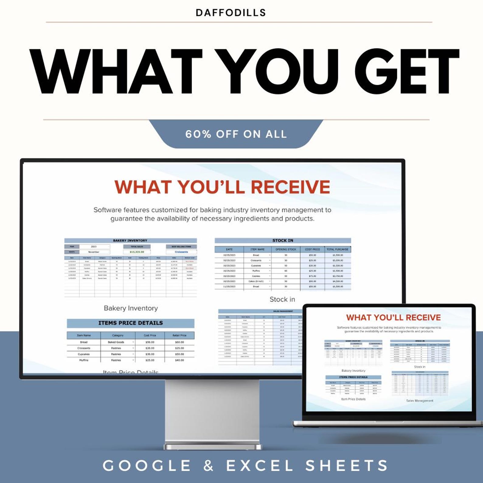 Bakery Inventory Template for Google and Excel Sheets – Easy Stock ...