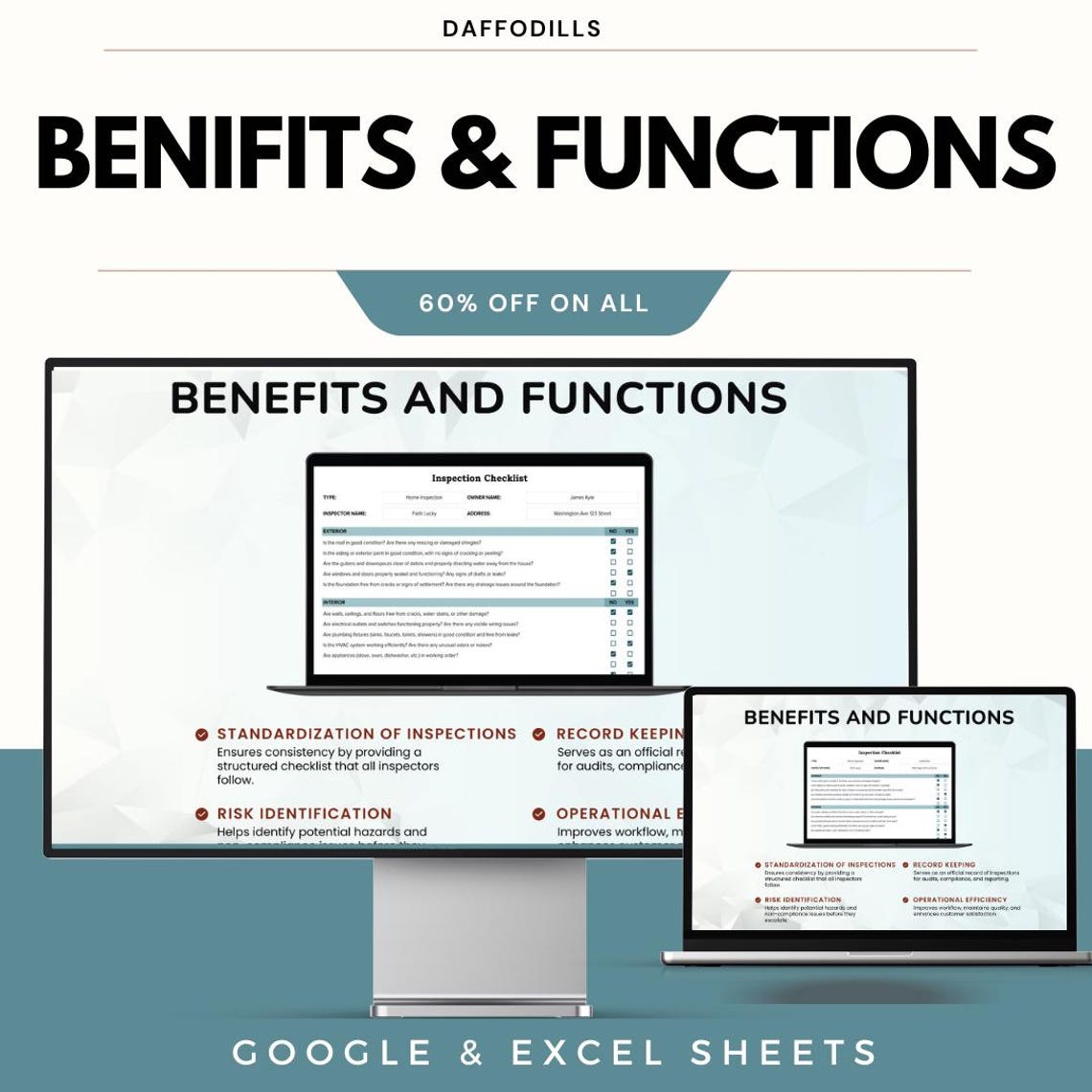 Inspection Checklist Template, Google Sheets and Excel Editable Form ...