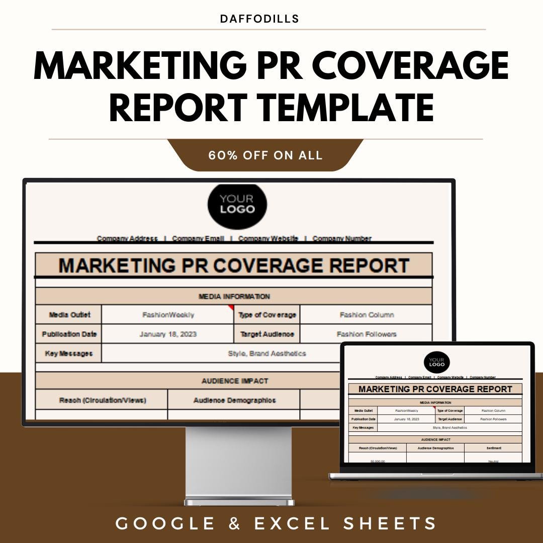 Marketing PR Coverage Report Template, PR Campaign Tracker, Media ...