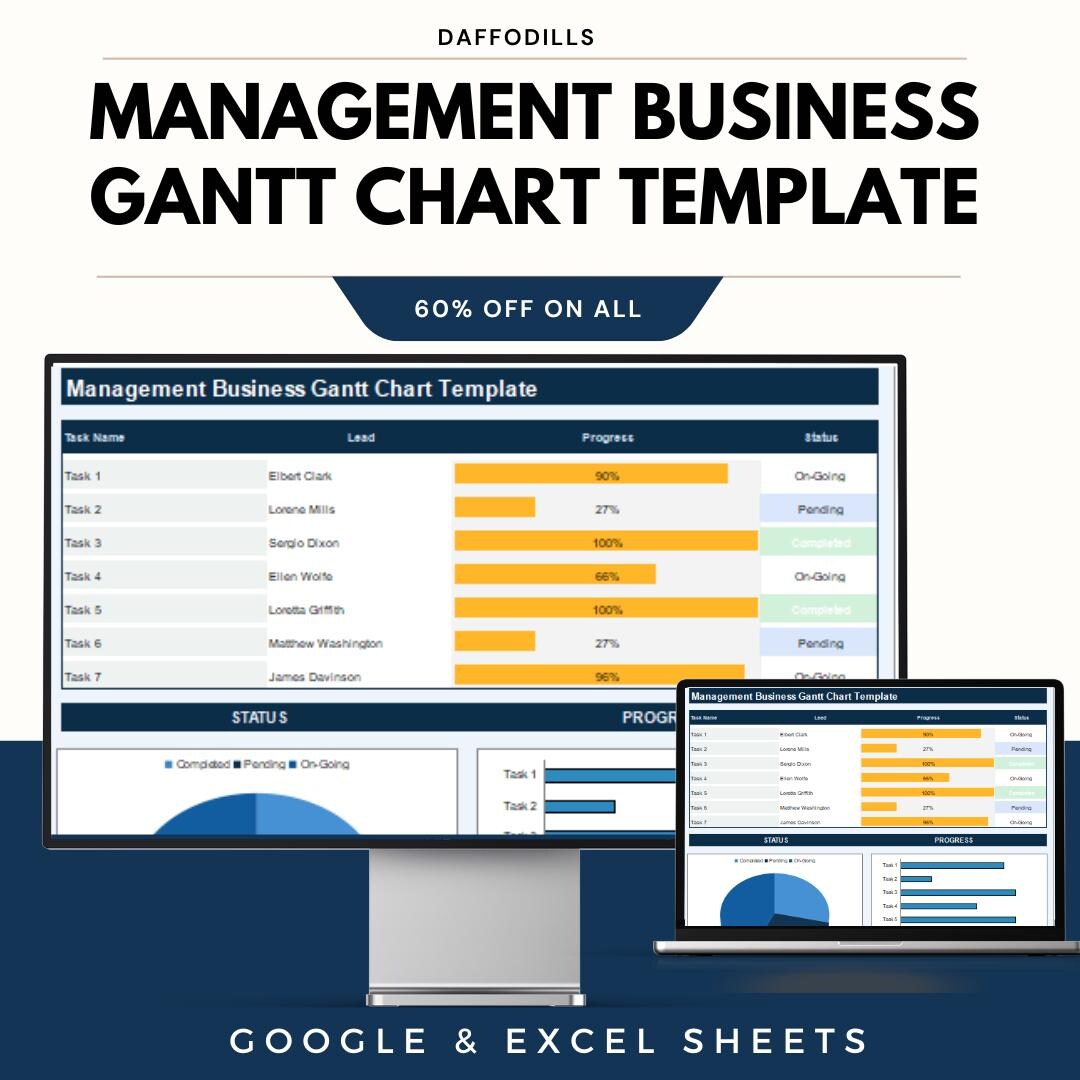 Management Business Gantt Chart Template, Project Planning Timeline ...