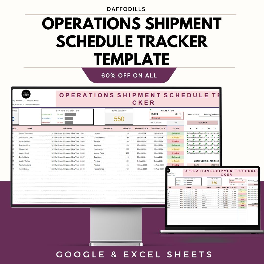Operations Shipment Schedule Tracker Template, Logistics Delivery ...