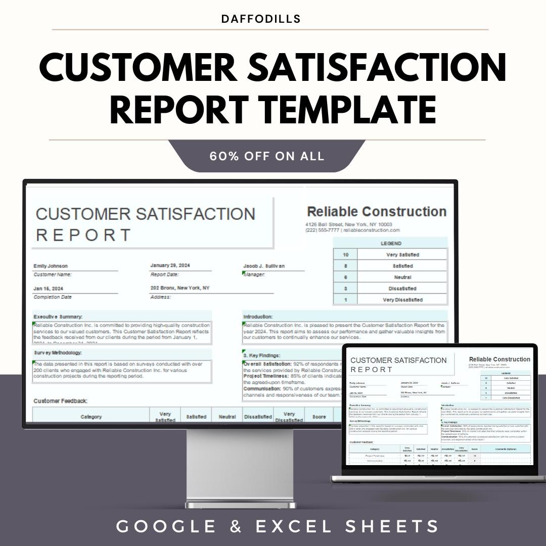 Customer Satisfaction Report Template, Excel Feedback Tracker, Google ...