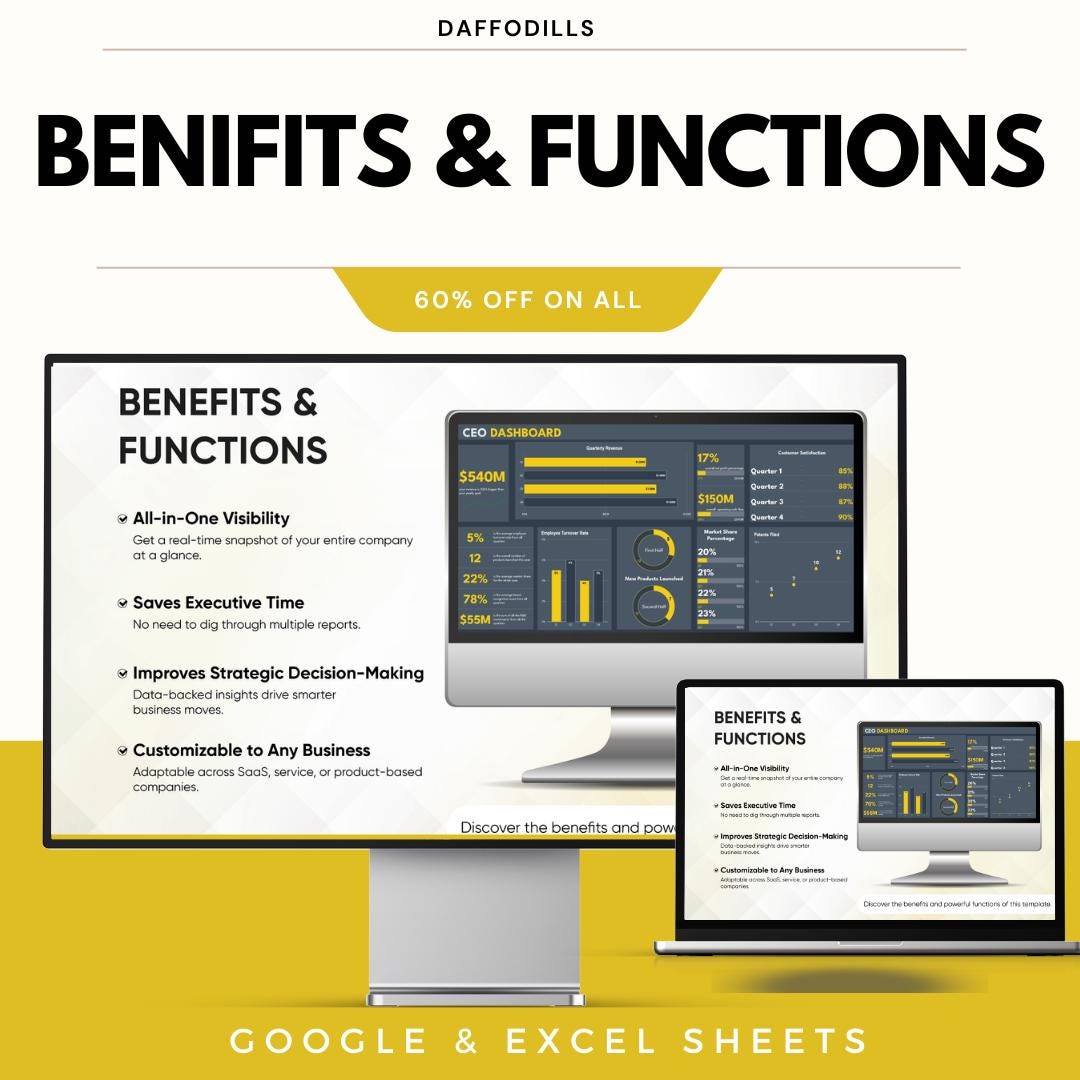 CEO Dashboard Template | Google & Excel Sheets | All-in-one Business ...