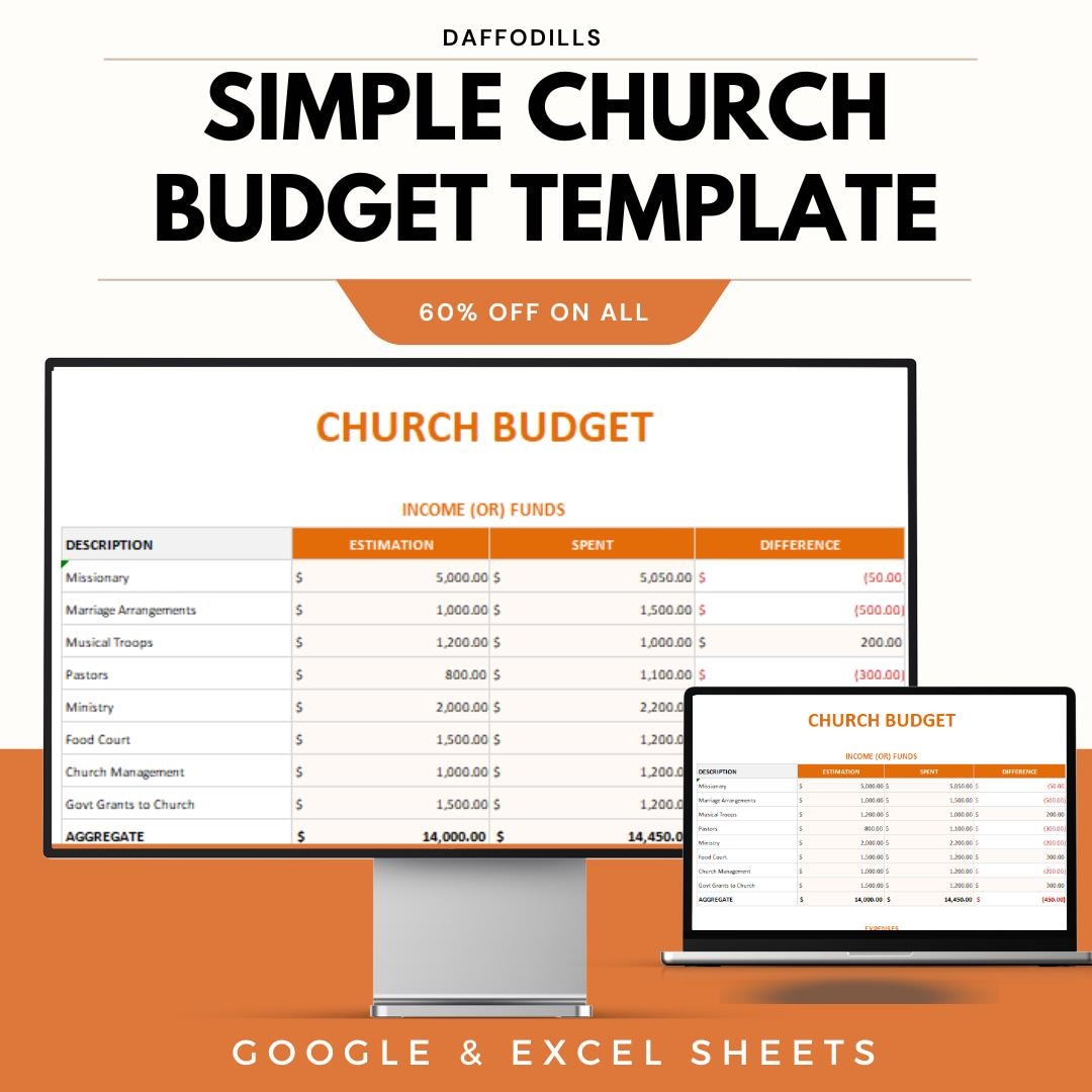 Simple Church Budget Template, Church Finance Planner Excel, Ministry ...