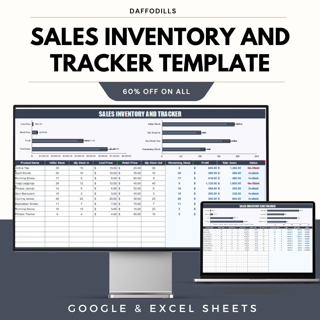 Sales Inventory and Tracker Template, Google Sheets Excel Stock ...