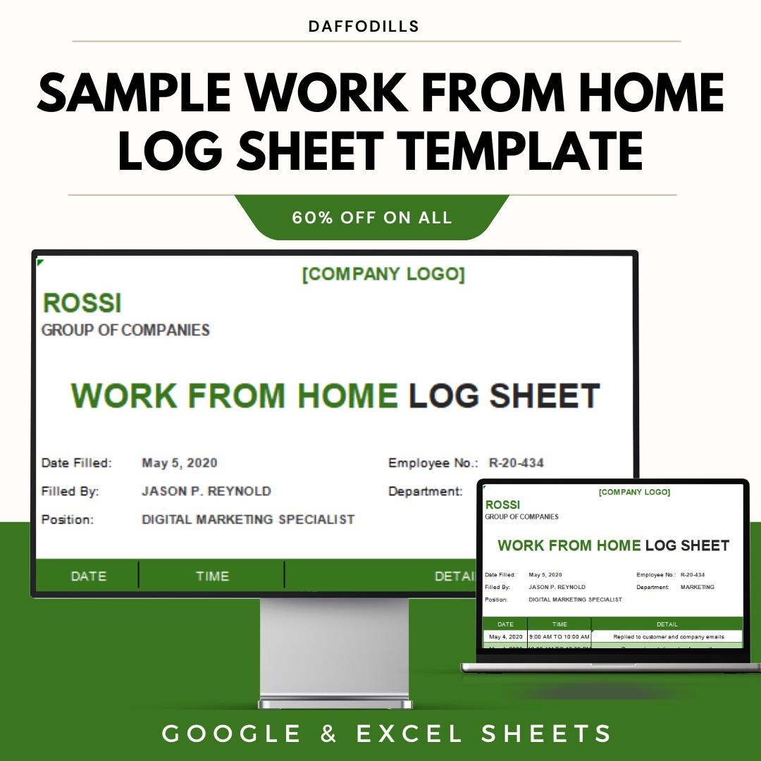 Work From Home Log Sheet Template for Google and Excel – Time ...