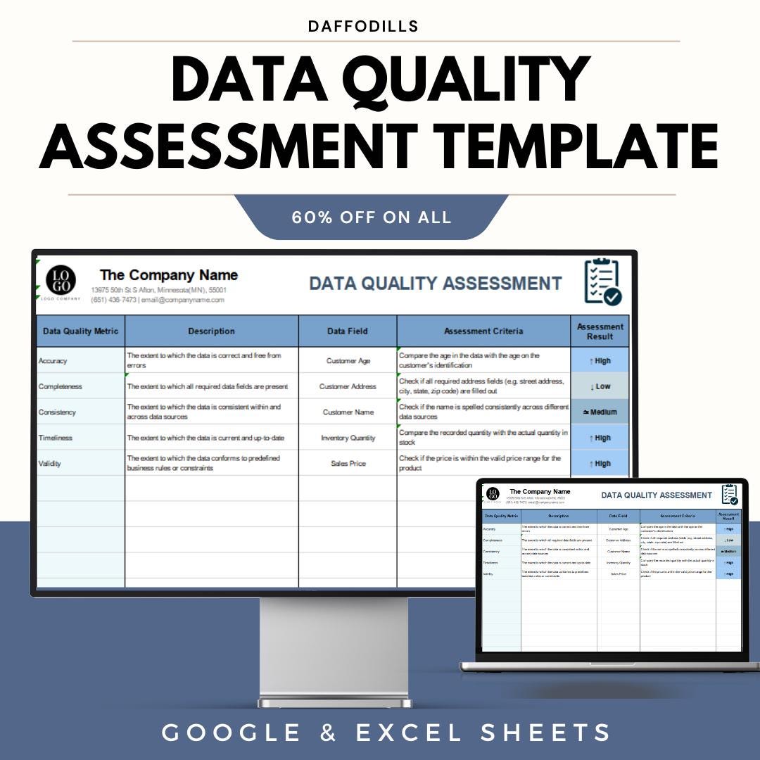 Data Quality Assessment Template - Google & Excel Sheets | Data ...