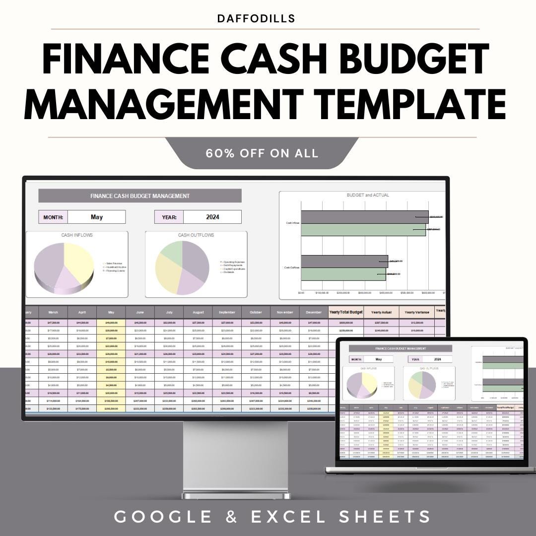 Finance Cash Budget Management Template for Google and Excel | Track ...