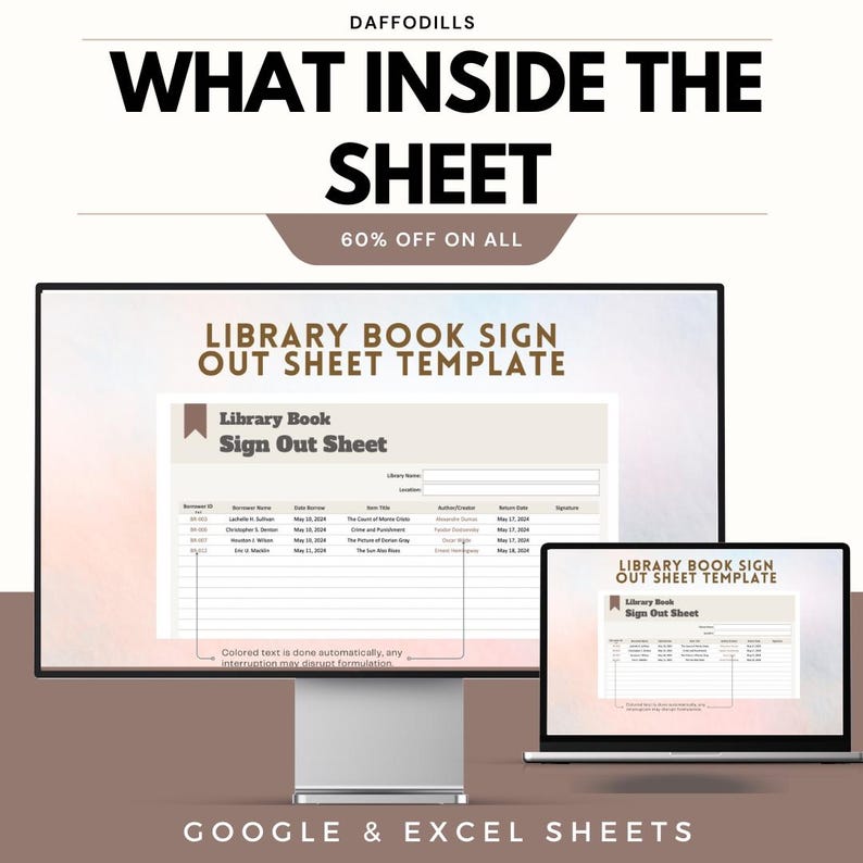Library Book Sign Out Sheet Template, Book Checkout Log, School Library ...