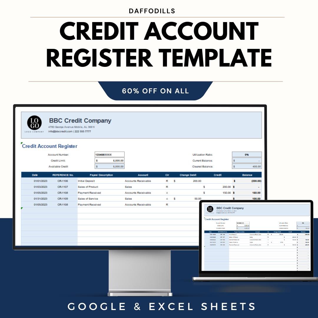 Credit Account Register Template - Google & Excel Sheets, Financial ...