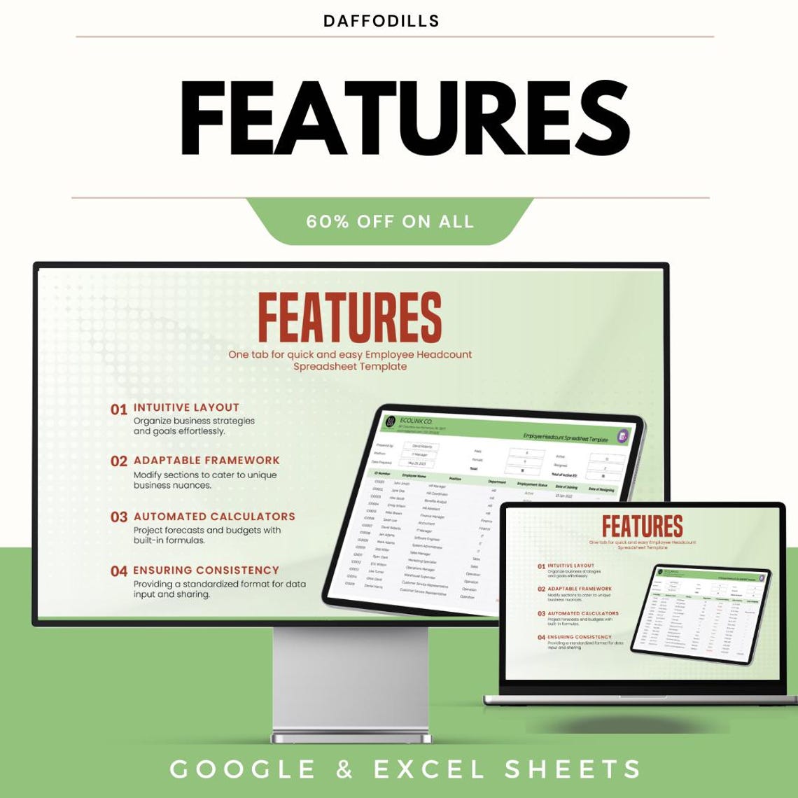 Employee Headcount Spreadsheet Template - Google & Excel Sheets ...