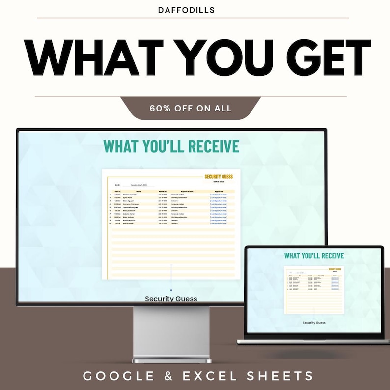 Security Guest Sign in Sheet Template, Visitor Log Book, Excel & Google ...