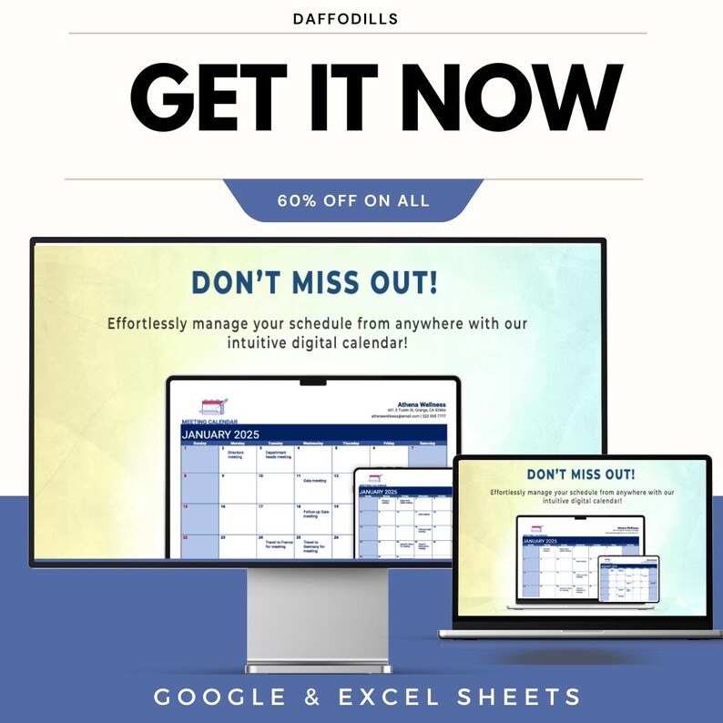 Digital Monthly Calendar Template - Customizable, Syncable With Google ...