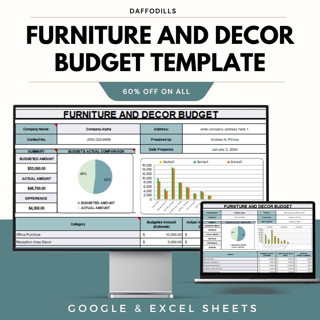 Furniture and Decor Budget Template, Home Furniture Budget Planner ...