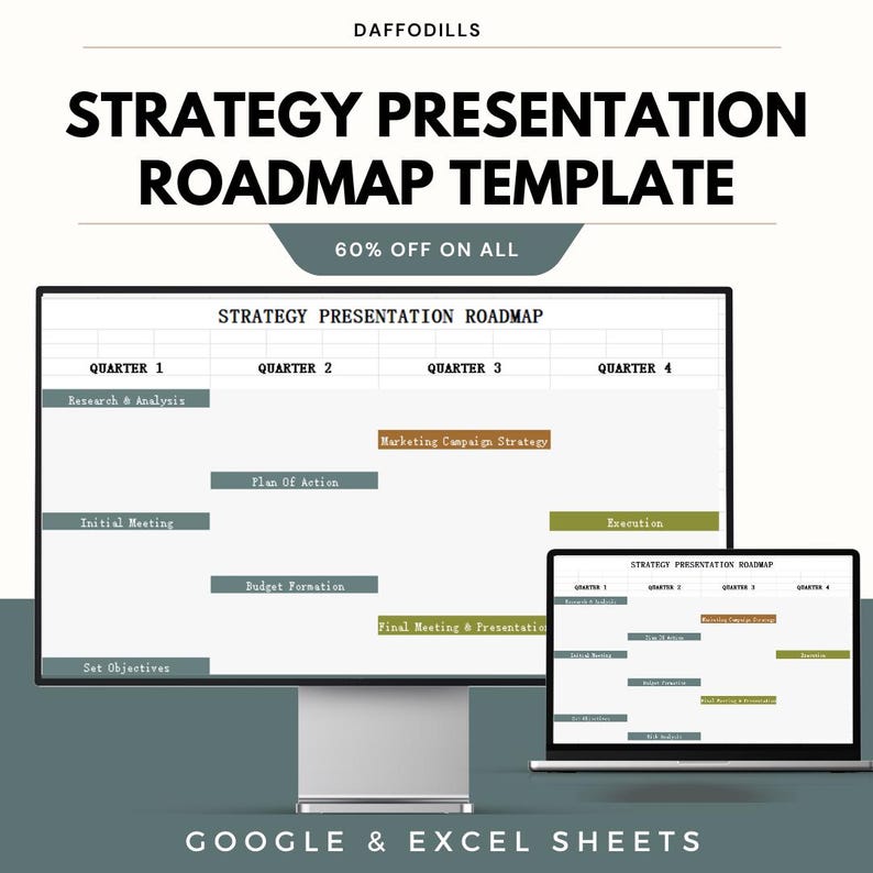 Strategy Presentation Roadmap Template for Google Sheets & Excel ...